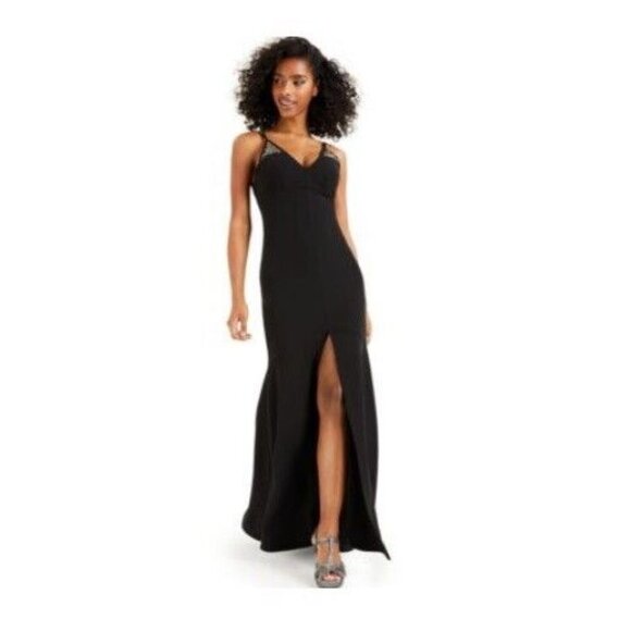 BCX | Dresses | Bcx Junior Womens 7 Black Embellished Straps Long ...